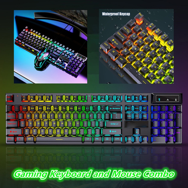 104 Keys LED Backlit Ergonomic Waterproof Quick Response Gaming Mouse ...