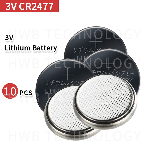High quality new 10pcs CR2477 3V 1000mAh Lithium Button Coin Battery ...