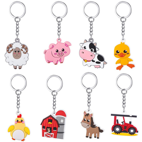 8pcs / Set Farm Animals Party Keychain Zenon Birthday Farm Chicken ...