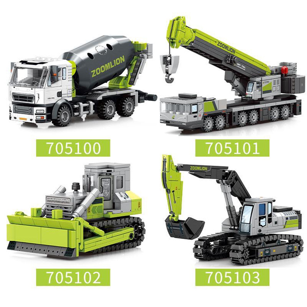 City Construction Engineering Vehicle Series Building Blocks Crane ...