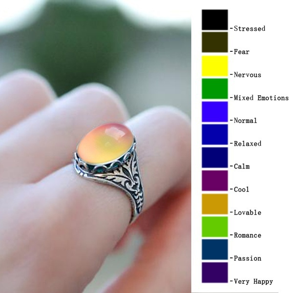 Mood Ring Changing Color for Adults Antique Solid 925 Sterling Silver Vintage Statement Rings ...