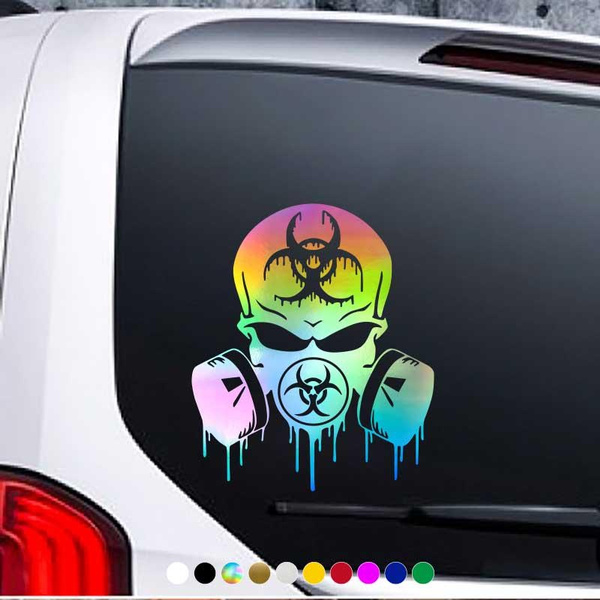 1PC Waterproof Car Stickers Skull Venom Biohazard Respirator Vinyl ...