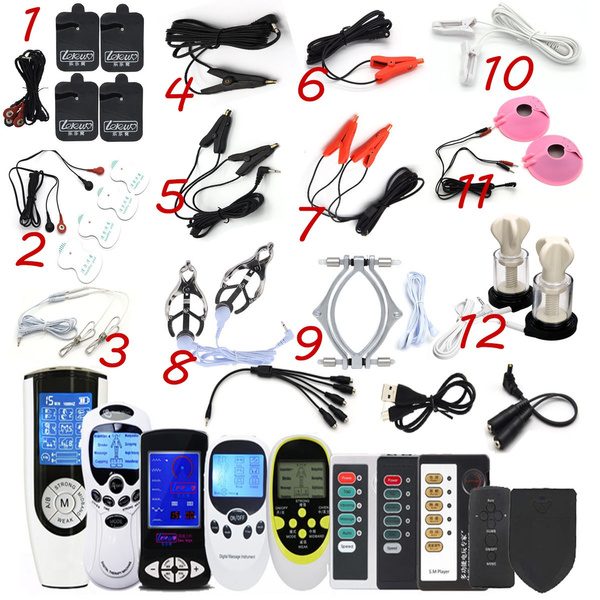 BDSM Bondage Electro Shock Nipple Sucker Clamp Clit/Labia Clip E-stim Sex Nipple Paste Pad ...