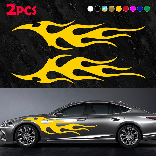 2PCS Car Reflective Colorful Flame Styling Racing Flame Graphic Car ...
