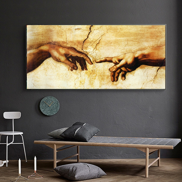 Canvas Painting Creation of Adam! Hand of god! Classical Religion Wall ...