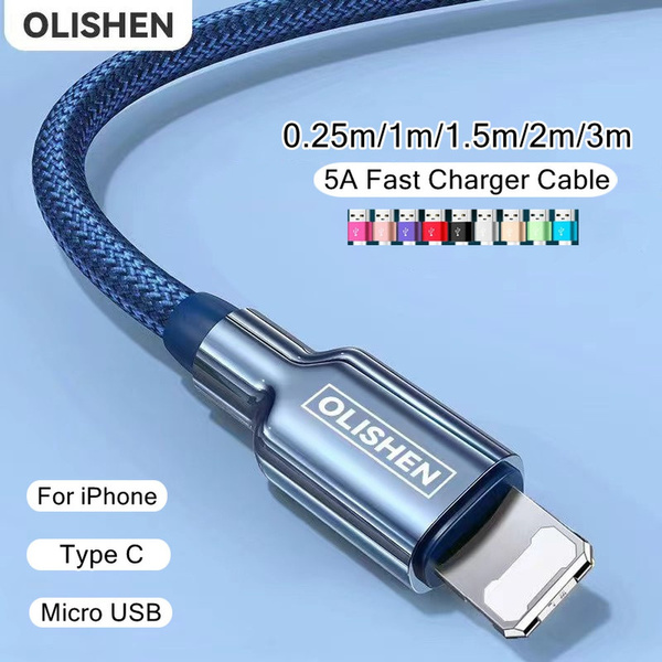 Extra Long 5A USB Cable Fast Charger Cable Type-C Cable Android Micro ...