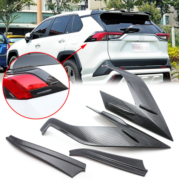 4 Pcs Carbon Fiber Texture Rear Tail Light Lamp Frame Cover Molding ...
