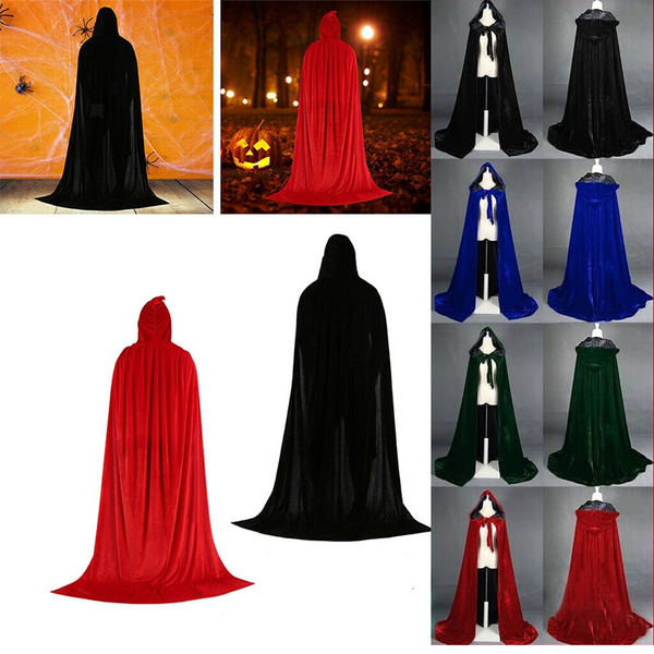 Halloween Party Velvet Hooded Cloak Men's Women's Cosplay Costumes ...