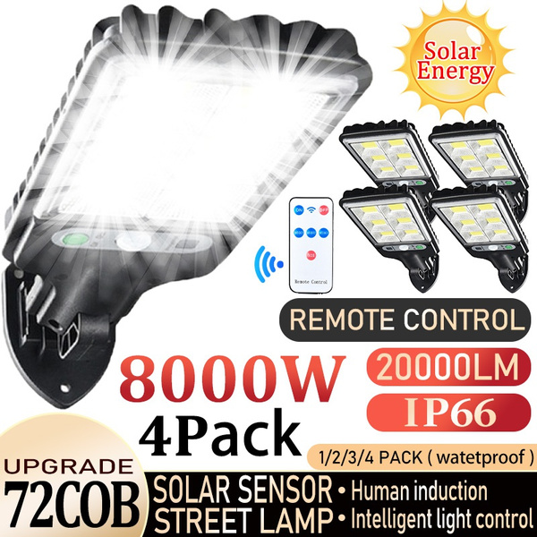 4 Pack New Style 8000W Solar Powered Street Wall Light,20000LM Dimmable ...