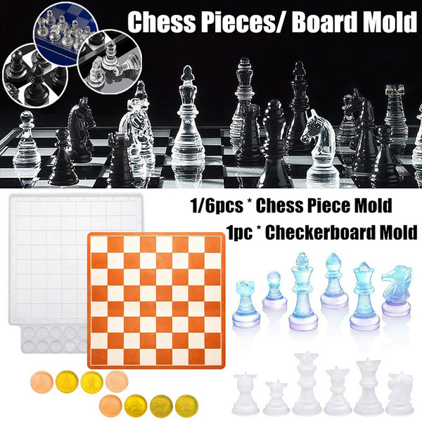 Chess Resin Mold Set Chess Pieces Silicone Mold and Chess Board Epoxy ...
