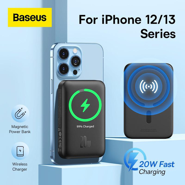 🔥Baseus Magnetic Power Bank 6000mAh Magsafe Wireless Charger External ...