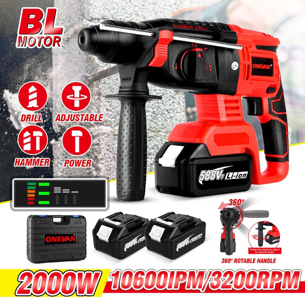 18V Cordless Rotary Hammer Drill,SDS DRILL,4 Functions Electric ...