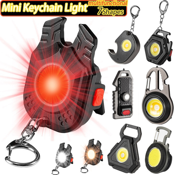 7 Shapes Small LED Flashlight COB Rechargeable Keychain Mini Flashlight ...