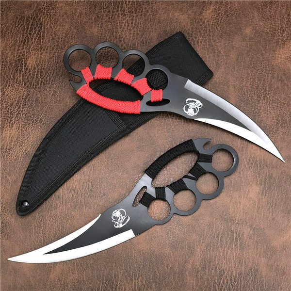 2022 Brass Knuckle Knife 5.24'' Fixed Blade Trench Knife Tactical ...