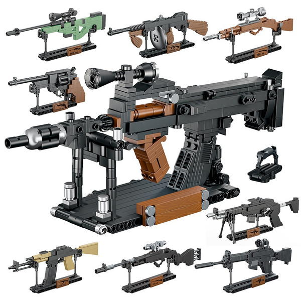 807Pcs 8in1 Military Army Gun Building Block SWAT Police Assault Rifle ...