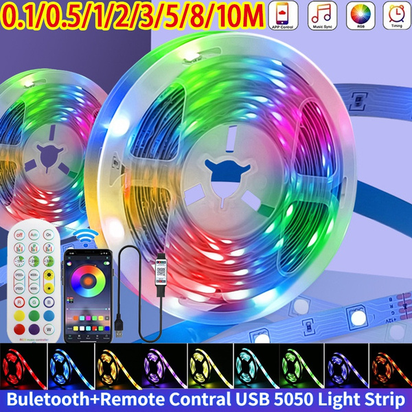 0.1m/0.5m/1m/2m/3m/5m/8m/10m Smart LED RGB 5050 Strip Lights Bluetooth ...
