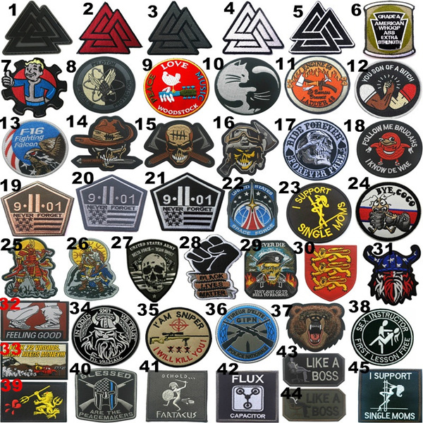 Army Military Tactical Embroidered Badges HOOK & LOOP Patches Clothes ...