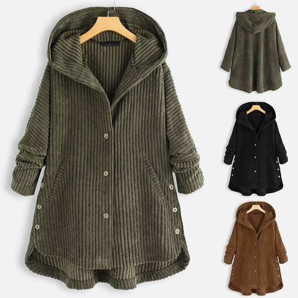 Women's Coats Autumn and Winter Cotton Clothes Fashion Casual Corduroy ...