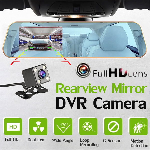 1080P Full HD Car DVR Camera 4.3 Inch Rearview Mirror Driving Recorder ...