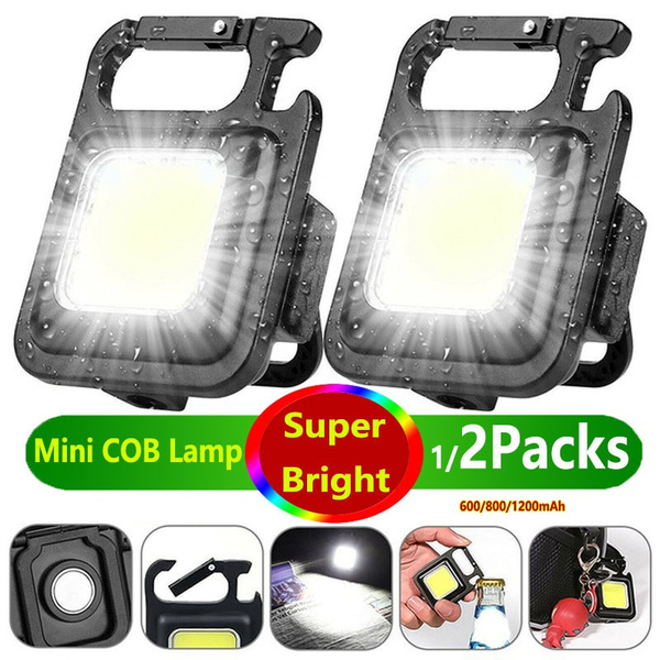 1/2Packs Small LED Flashlight COB Rechargeable Keychain Mini Flashlight ...