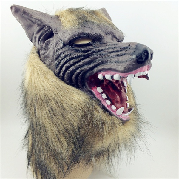 Latex Rubber Wolf Head Hair Mask Werewolf Gloves Fancy Dress Costume ...
