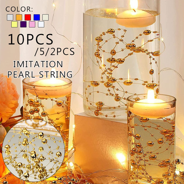 10/5/2pcs Floating Candles Vase Filler Pearl String Wedding Table ...