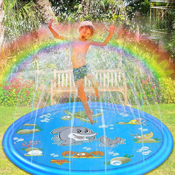 100CM Inflatable Water Splash Play Pool Playing Sprinkler Mat Yard ...