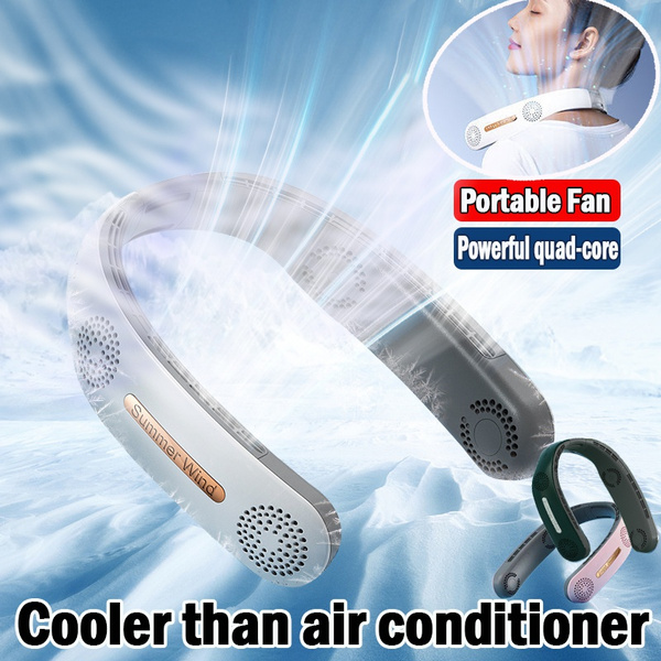 Portable Bladeless Hanging Neck Fan 4000mAh USB Rechargeable Neck Sport ...