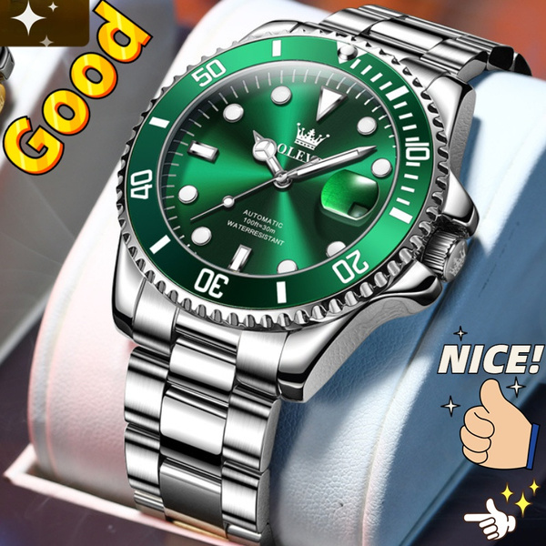 2023Hot Sale!!!Newest OLEVS Self Winding Mens Watch Classic Green Water ...