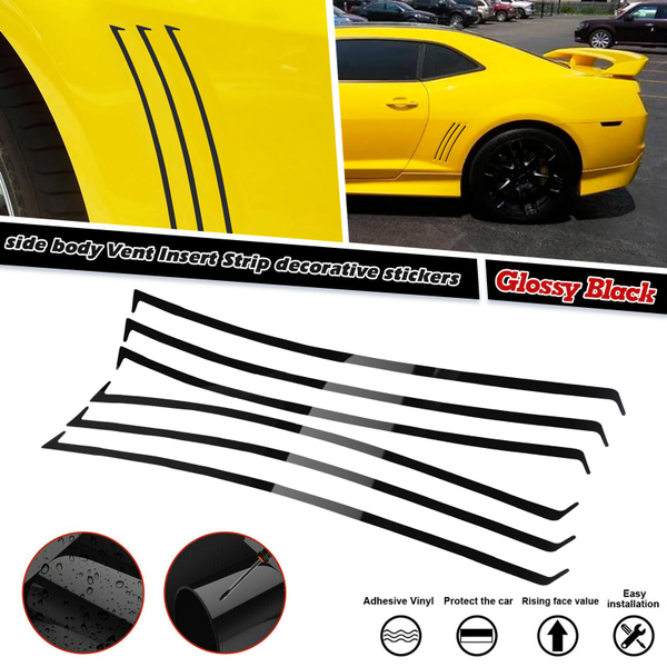 Gloss Black Side Fender Body Vent Grill Stripe Decals Insert Stickers ...