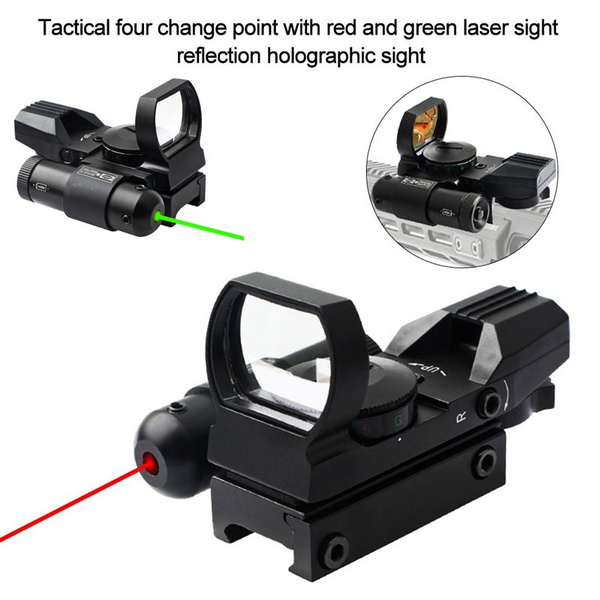 Tactical four change point with red and green sight scope reflection ...