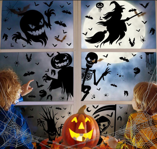 Halloween Window Stickers Double-Sided Giant Ghost Monster Ghost Shadow ...