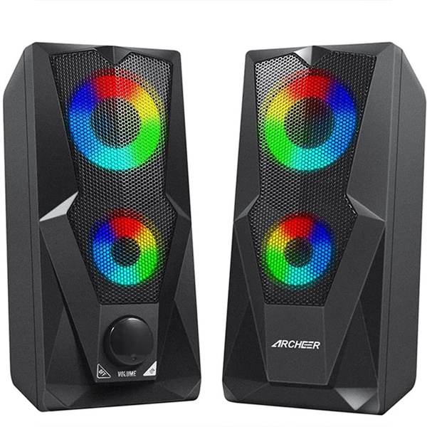 Computer Speakers 10W Gaming RGB PC Speaker with Colorful Led Light 2.0 ...