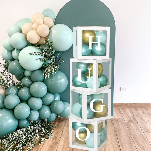 Alphabet Name Box Transparent Birthday Balloon Box Wedding Globos ...