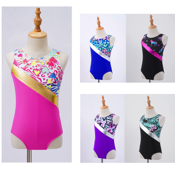 Kids Girls Patchwork Design Print One Piece Swimsuits Beach Bikini ...