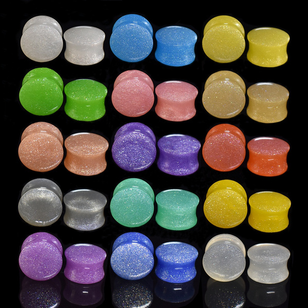 6-50mm Solid-colored Twinkle Acrylic Ear Tunnels Plugs Stretchers ...