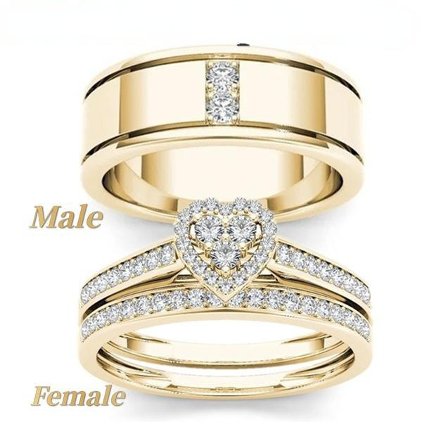 Classic Timeless Luxury Romantic Couples Engagement Rings Set Jewelry ...