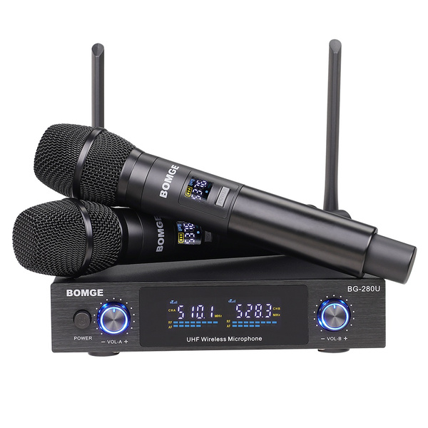 Two channel UHF wireless microphone all metal true diversity long ...
