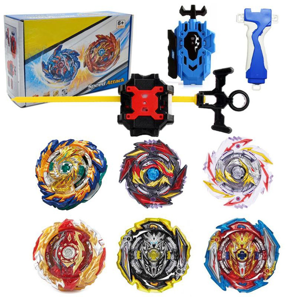 6 Gyros Burst with Grip Launcher Metal Fusion Spinning Top Set and Two ...