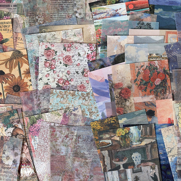 Vintage Mixed Paper Collage Scrapbooking Journaling Material Paper ...