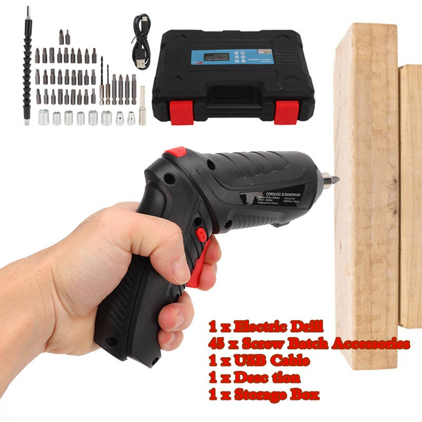 Cordless Drill Set Multifunction Rechargeable Powerful Electric Drill ...