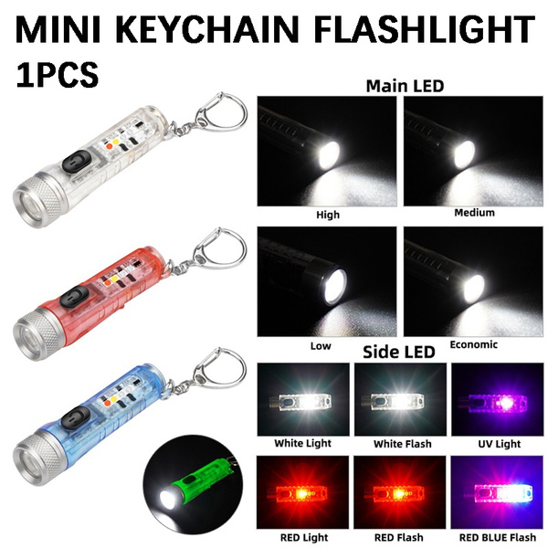 LED Mini Flashlight Keychain Light USB Rechargeable Pocket Flashlight ...
