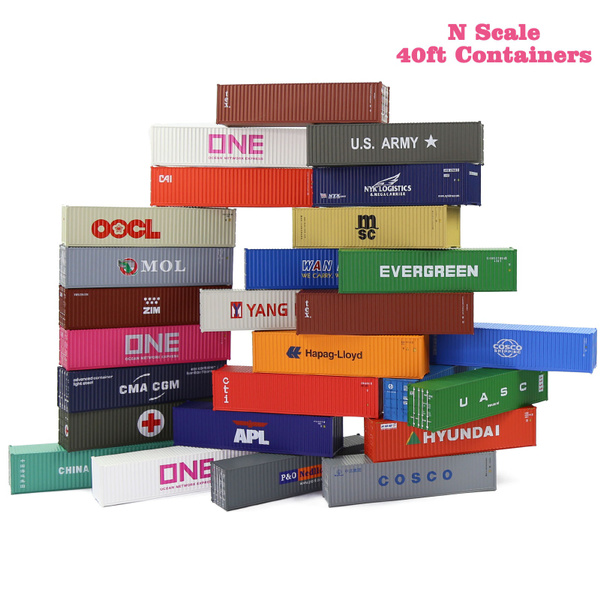 Model Trains N Scale 1:160 40ft Shipping Container 40' Cargo Box ...