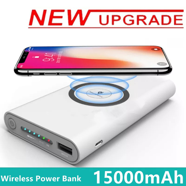 Wireless Charging Power Bank Portable Charging 2 USB Phone External ...