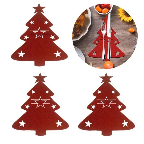 8Pcs/Set Christmas Tree Knife Fork Cutlery Bag Kitchen Tableware Holder ...