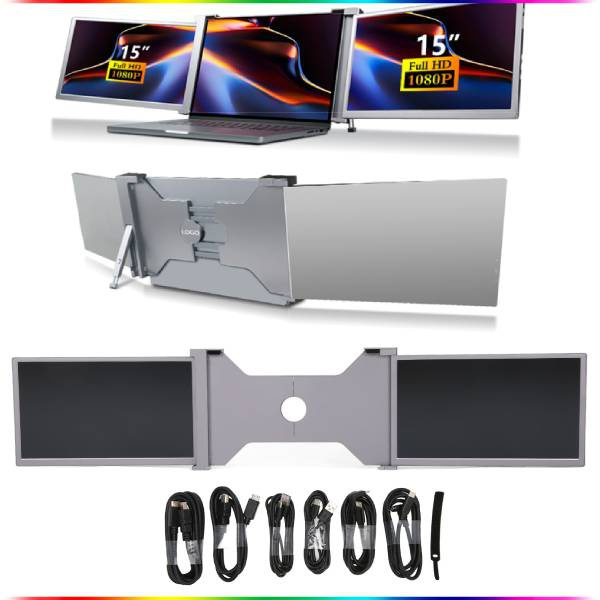 Dual Extender Screen 15in FHD 1080P IPS Folding Dual Monitor Extender ...