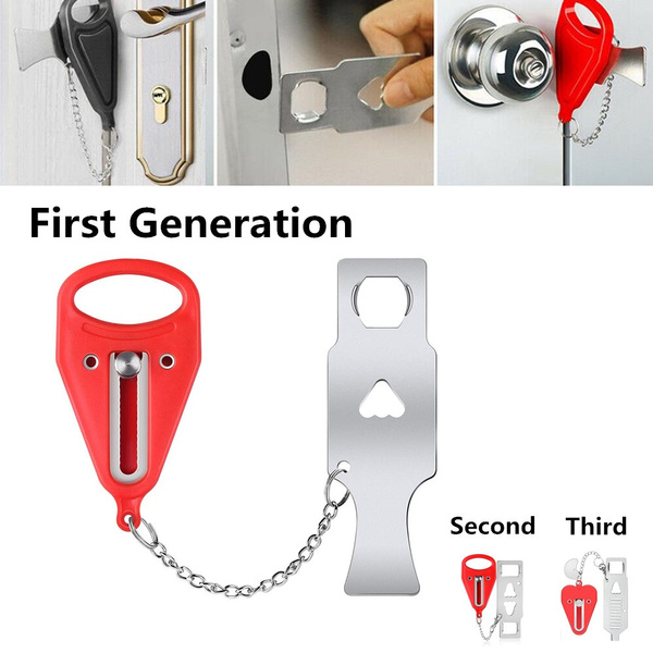 Portable Door Lock Safety Latch Metal Lock Home Room Hotel Anti Theft ...