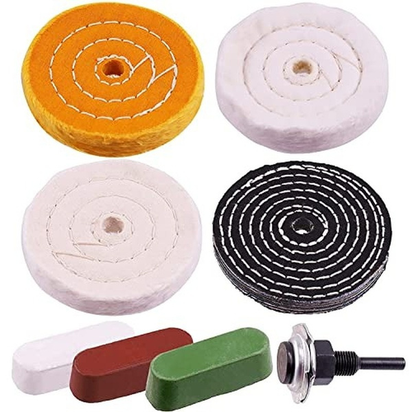 4” Buffing Wheel with Polishing Compound and 1/4” Shaft Drill Adapter ...