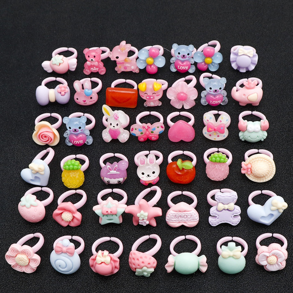 10/20PCS Love Cute Sweet Kids Rings Design Flower Animal Children ...