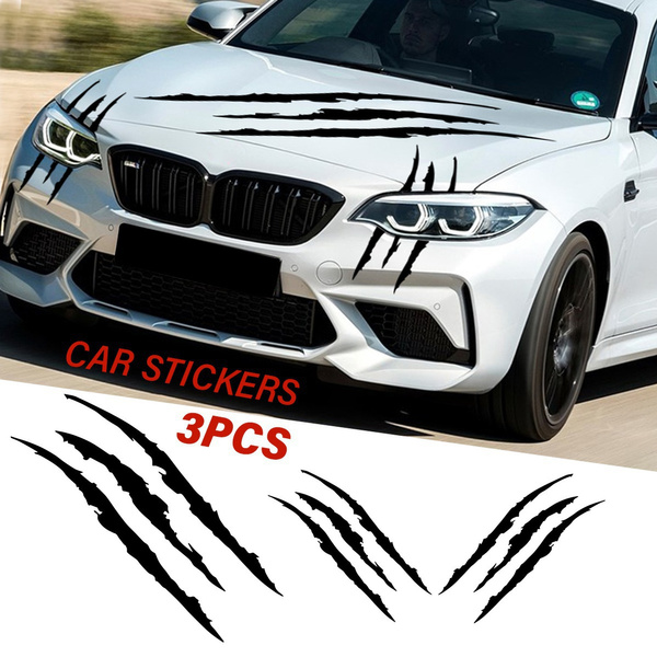3PCS Claw Marks Scratch Decal Sticker For Car Headlamp Car Hood Vinyl ...